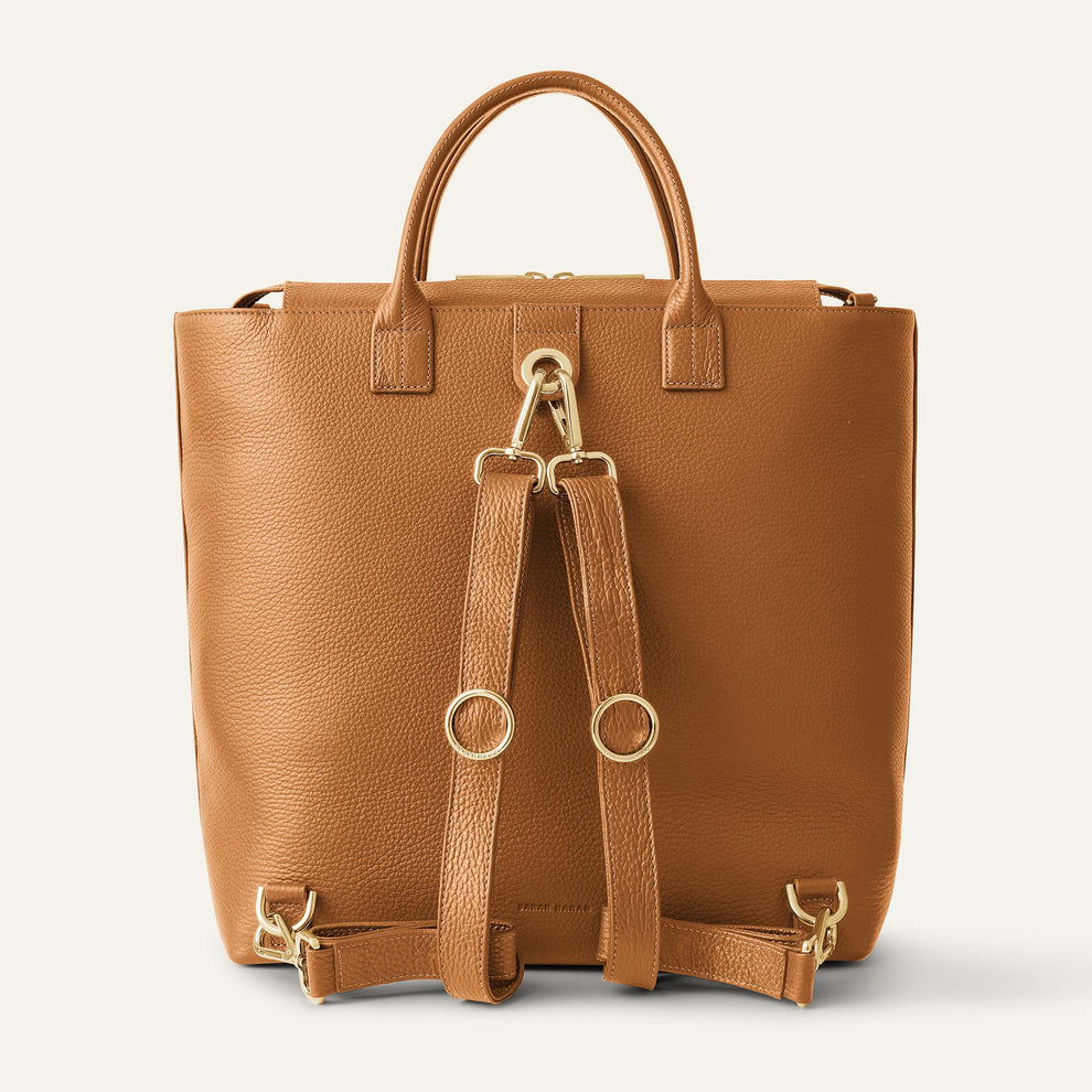 Poppy Backpack | Tan with Gold hardware | Sarah Haran Luxury Handbags ...